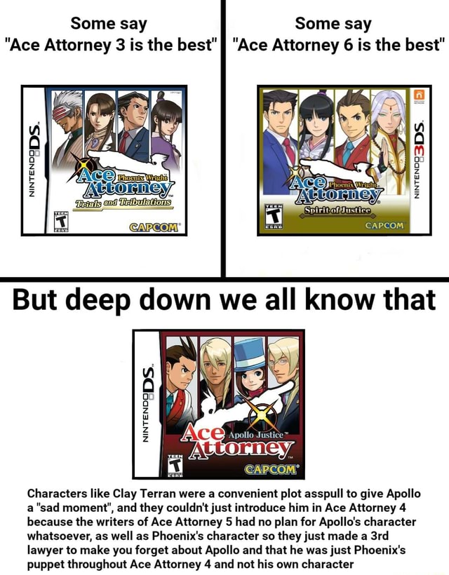 "Ace Attorney 3 is the best" "Ace Attorney 6 is the best" Characters ...