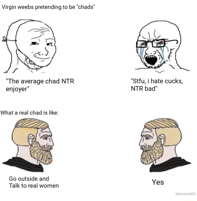 Virgin weebs pretending to be "chads" "The average chad NTR "Stu, hate ...