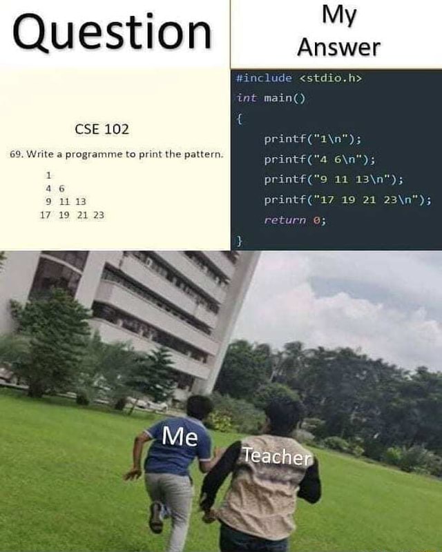 Question Main Cse 102 Write A Programme To Print The Pattern 11 19 21 Ifunny
