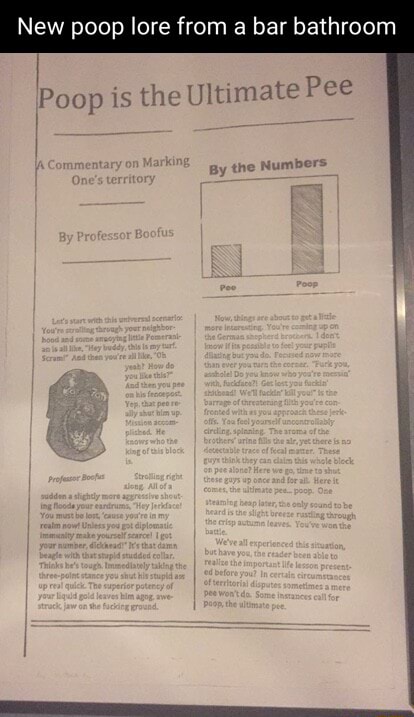 New poop lore from a bar bathroom Poop is the Ultimate Pee I the ...