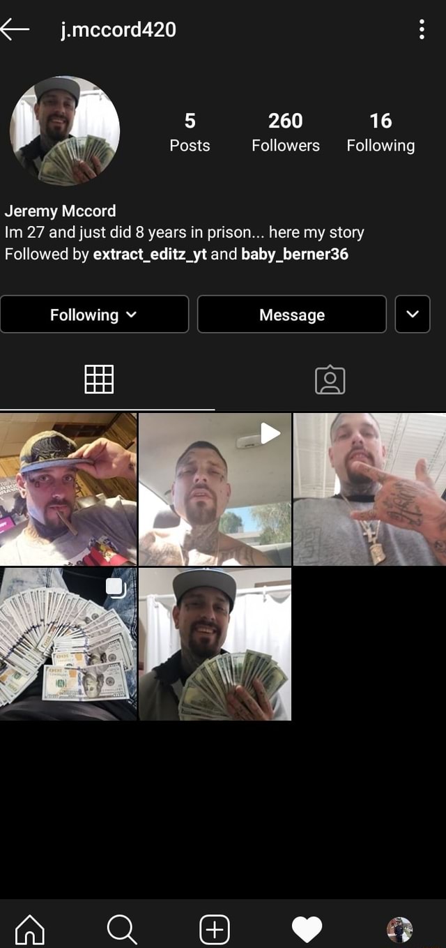 Jeremy Mccord Im 27 and just did 8 years in prison... here my story ...