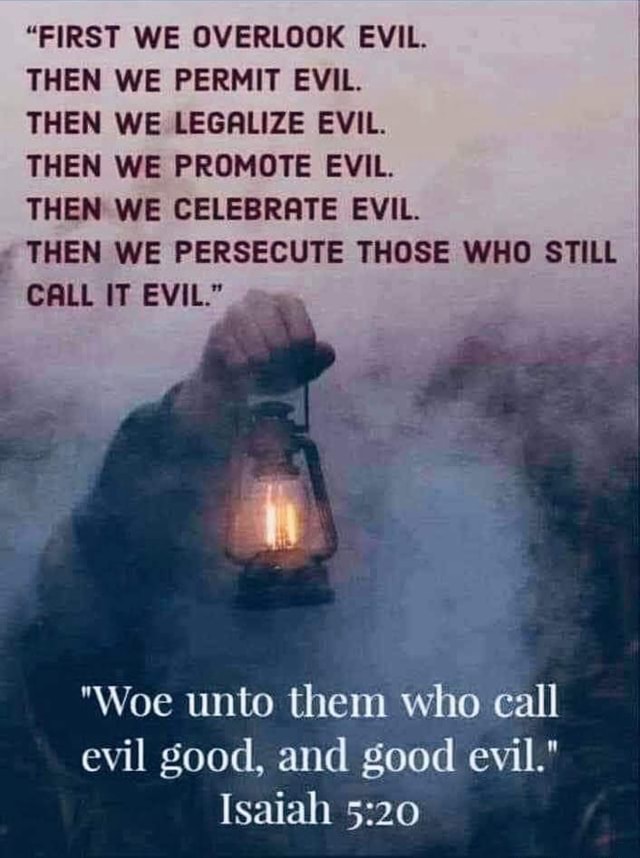 "FIRST WE OVERLOOK EVIL. THEN WE PERMIT EVIL. THEN WE LEGALIZE EVIL ...