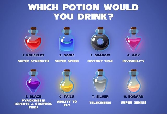 WHICH POTION WOULD YOU DRINK? al SUPER TH SUPER SPEED DISTORT TIME ...