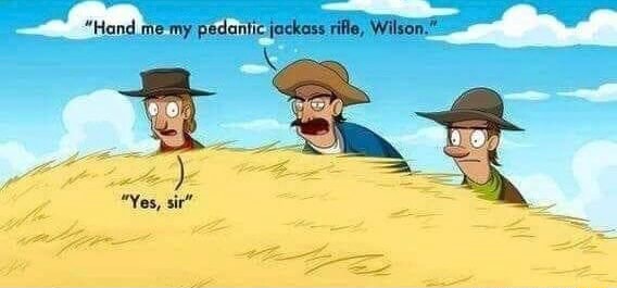 *Hand. me my pedantic jackass rifle) "Yes, sir" - iFunny