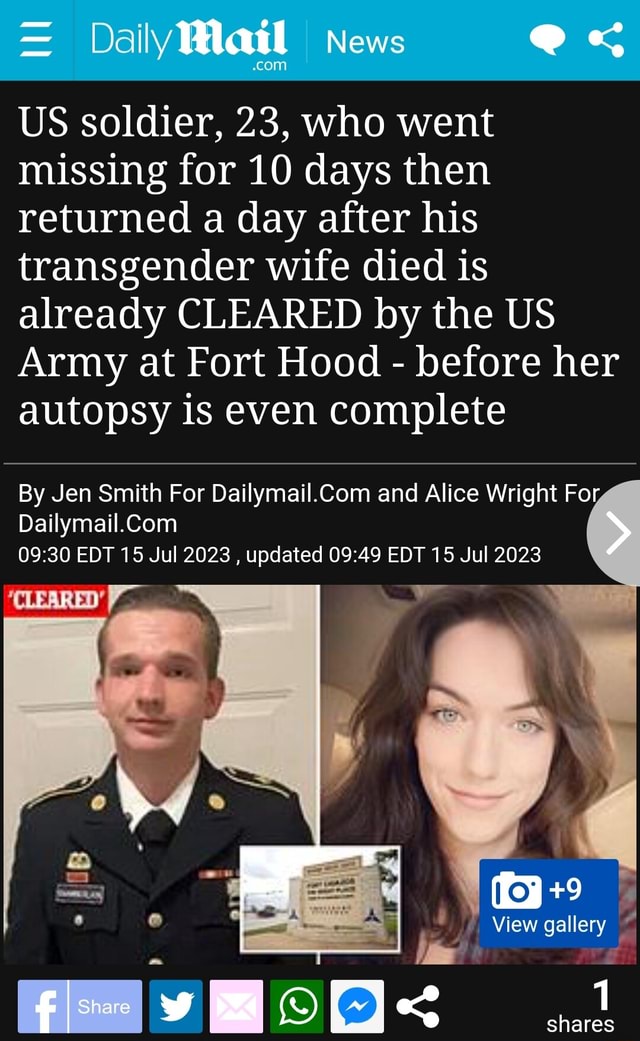 = Daily Mail News @ US soldier, 23, who went missing for 10 days then ...