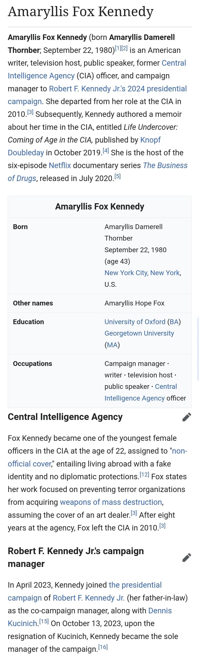 Amaryllis Fox Kennedy Amaryllis Fox Kennedy (born Amaryllis Damerell ...