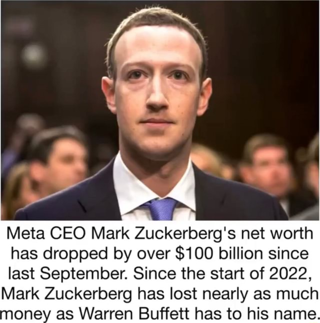 Meta CEO Mark Zuckerberg's net net worth worth has dropped by over $100 ...