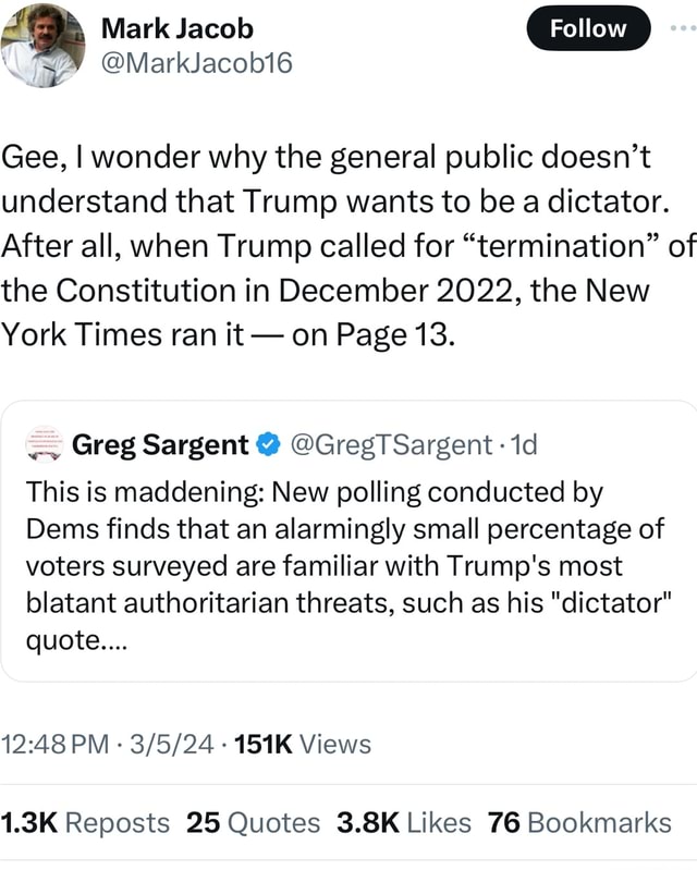 Mark Jacob Follow Gee, I wonder why the general public doesn't ...