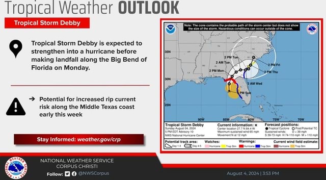 Tropical Weather OUTLOOK Tropical Storm Debby Tropical Storm Debby is ...