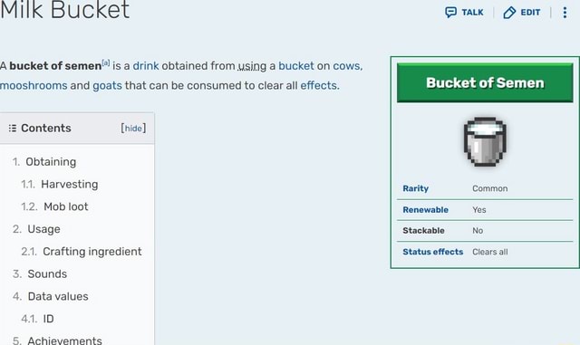 MIIK BUCKet A bucket of semen is a drink obtained from sing a bucket on ...