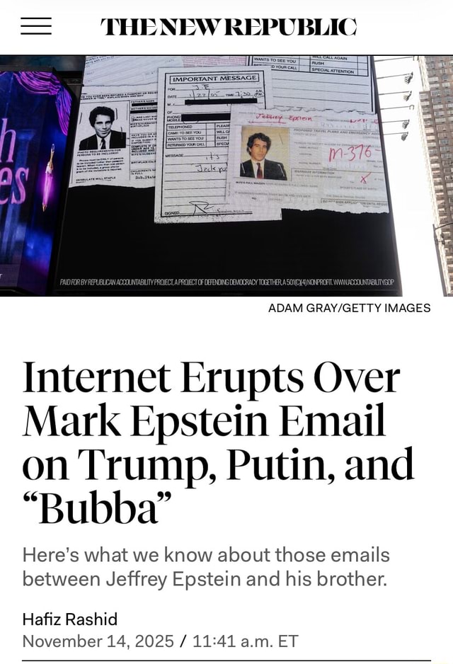 - NEW REPUBLIC ADAM GRAVIGETTY IMAGES Internet Erupts Over Mark Epstein ...