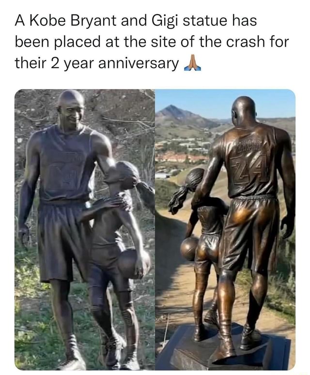 A Kobe Bryant and Gigi statue has been placed at the site of the crash ...