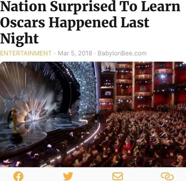 Nation Surprised To Learn Oscars Happened Last Night NTERTAINMENT Mar 5 ...