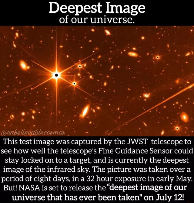 Deepest Image of our universe. This test image was captured by the JWST ...