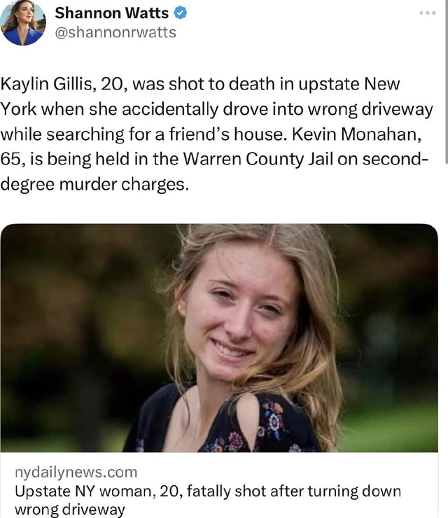 Shannon Watts @ @shannonrwatts Kaylin Gillis, 20, was shot to death in ...