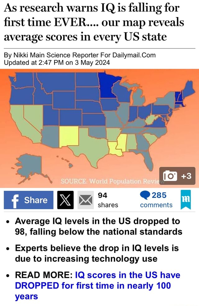 As research warns IQ is falling for first time EVER.... our map reveals ...