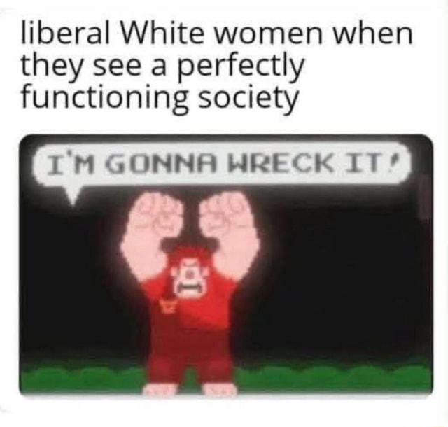 Liberal White women when they see a perfectly functioning society - iFunny