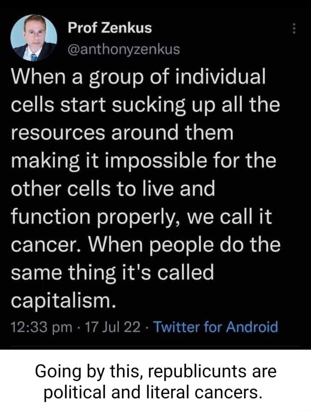 Prof Zenkus @anthonyzenkus When a group of individual cells start ...