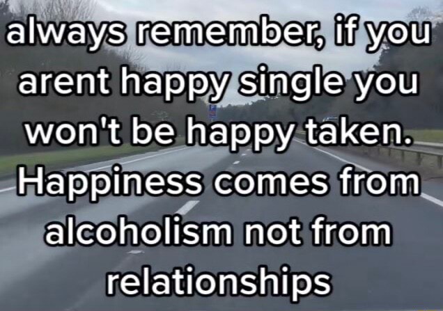 Always remember, if you arent happy single you won't be happy taken ...