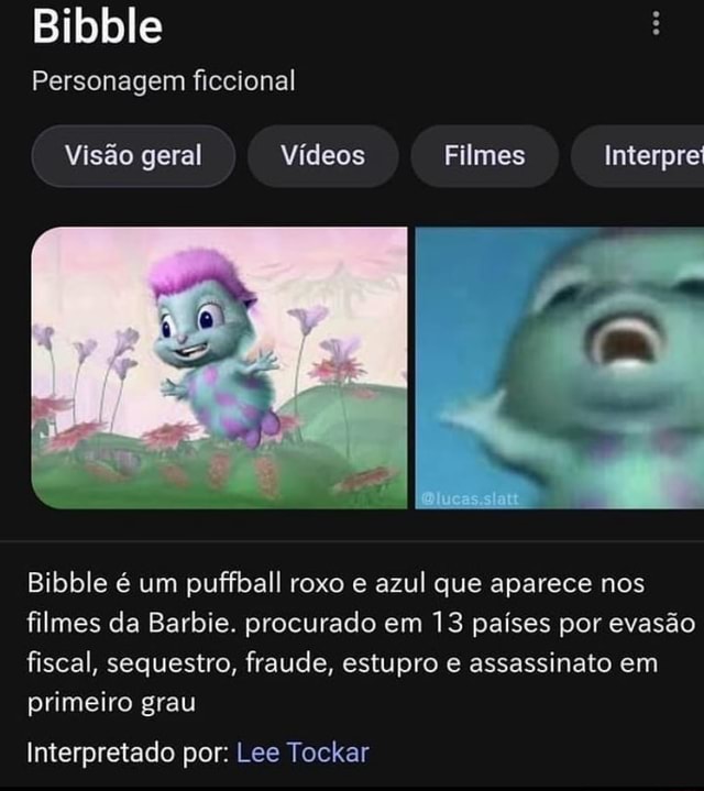 Bibble Personagem ficcional Visão geral Vídeos Filmes Interpre Bibble é ...