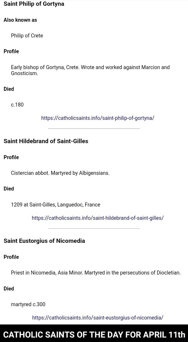 Saint Philip of Gortyna Also known as Philip of Crete Profile Early ...