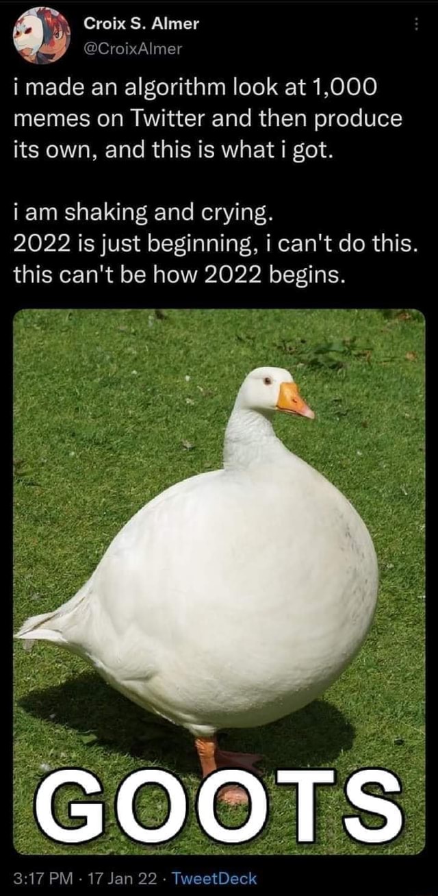 Croix S. Almer @CroixAlmer i made an algorithm look at 1,000 memes on ...