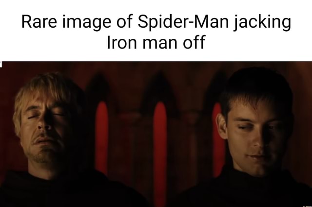 Rare image of Spider-Man jacking lron man off - iFunny