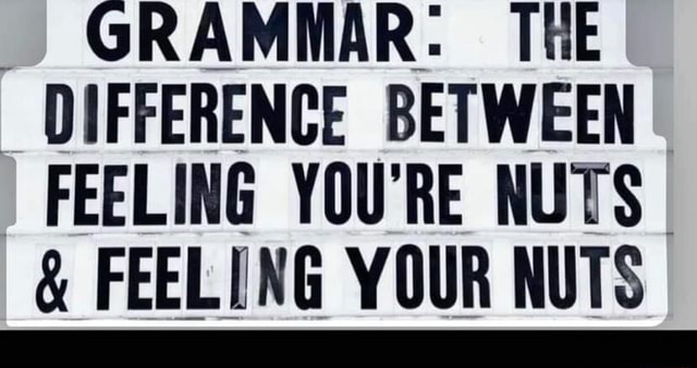 GRAMMAR. THe DIFFERENCE BETWEEN FEELING YOU'RE NUTS I & FEELING YOUR ...