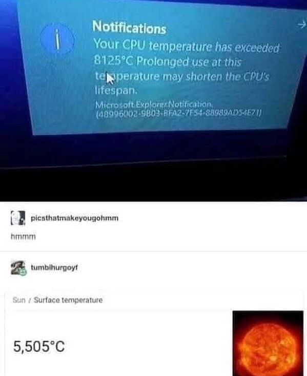 Notifications Your CPU temperature has exceed Prolonged use at thi te ...