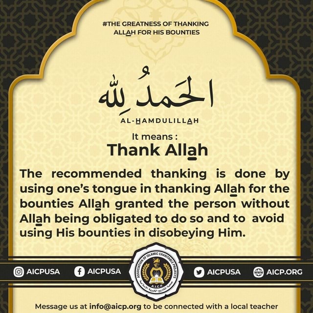 #THE GREATNESS OF THANKING ALLAH FOR HIS BOUNTIES A) Lo LI AL ...