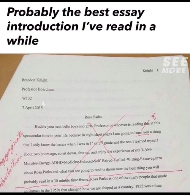 Probably the best essay introduction I've read in a while Knight 1 ...