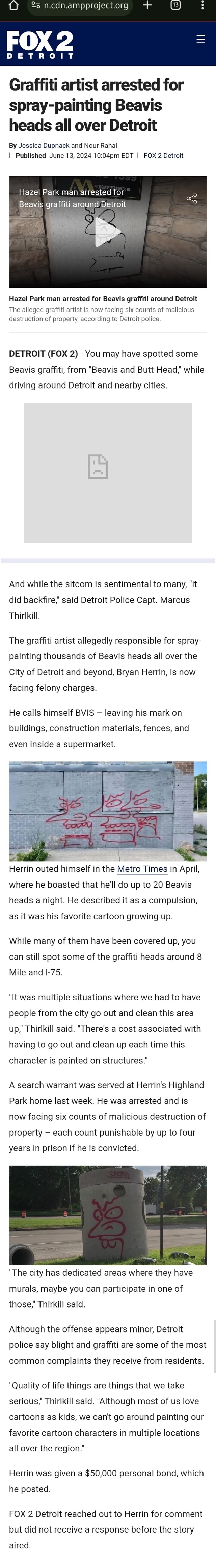 N.cdn.ampprojectorg DETROIT Graffiti artist arrested for spray-painting ...