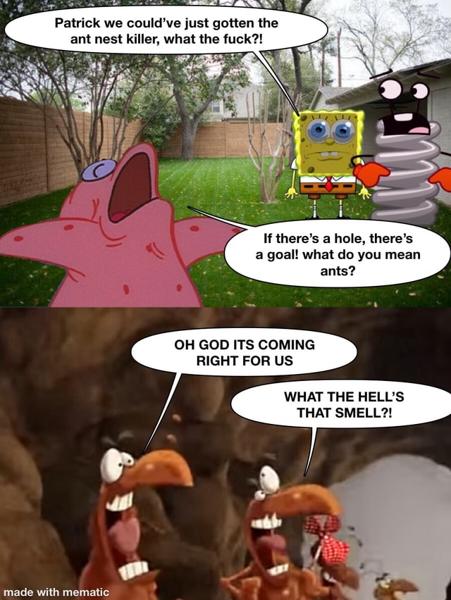 Patrick we could've just gotten the ant nest killer, what the fuck?! If ...