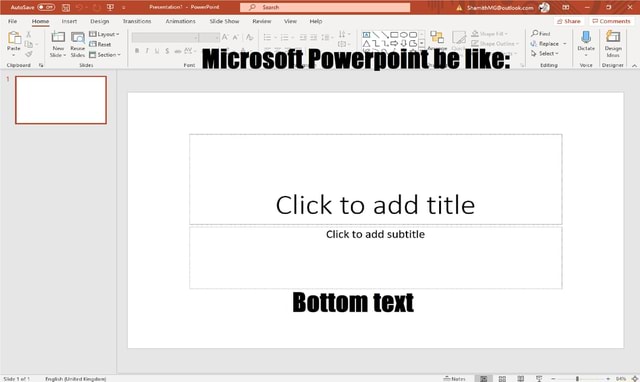 @ oF) Share Slide Show Review View Help Comments File Home Insert Design Transitions Animations ...