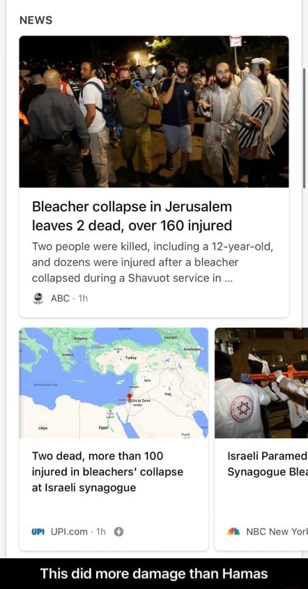 NEWS Bleacher collapse in Jerusalem leaves 2 dead, over 160 injured Two ...