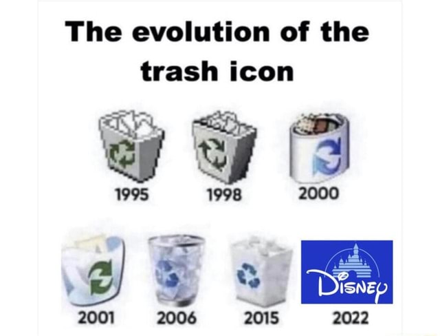 The evolution of the trash icon 1995 1998 2001 2006 2000 - iFunny