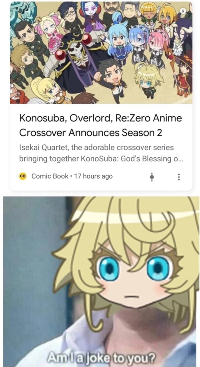Konosuba, Overlord, Re:Zero Anime Crossover Announces Season 2 Isekai ...