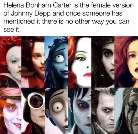 Helena Bonham Carter is the female version of Johnny Depp and once ...