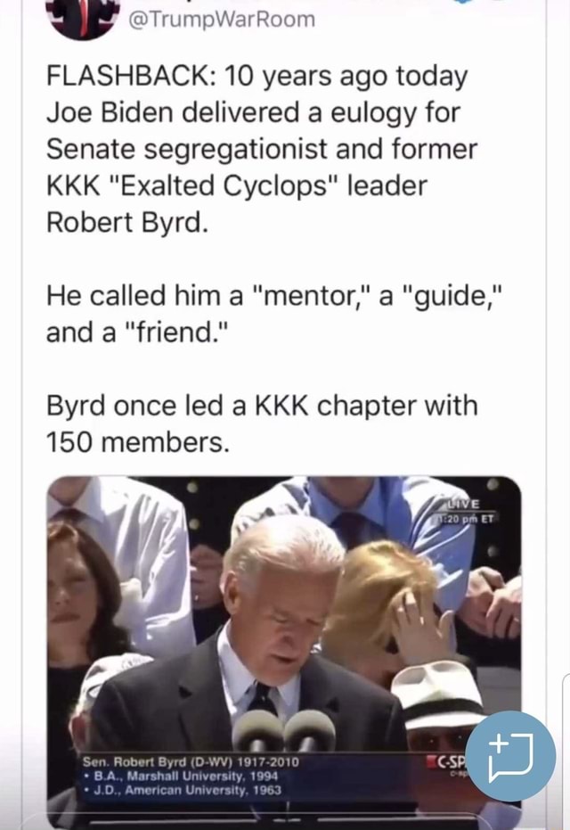 FLASHBACK: 10 years ago today Joe Biden delivered a eulogy for Senate ...