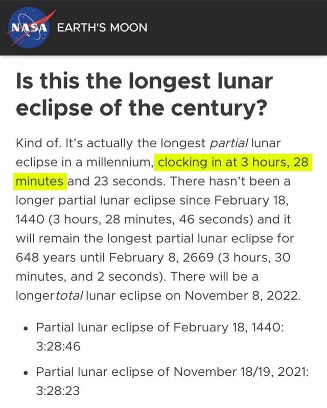 NASA EARTH'S MOON Is this the longest lunar eclipse of the century ...