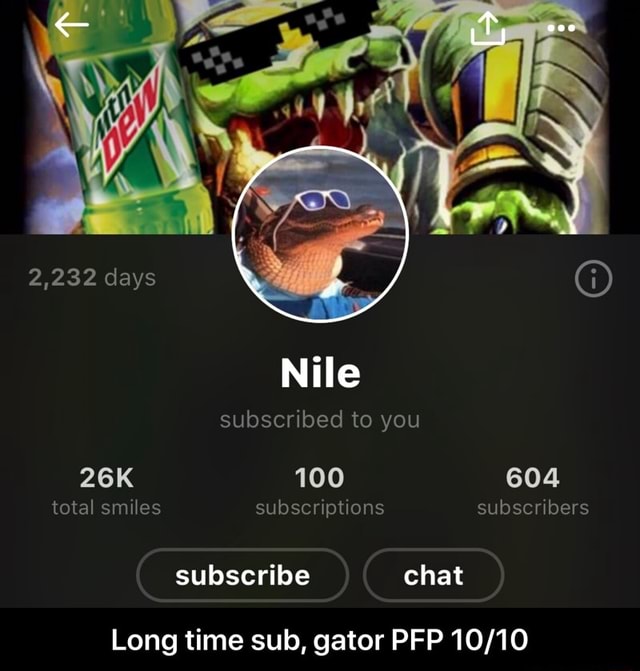 Long time sub, gator PFP 10/10 - Long time sub, gator PFP 10/10 - iFunny