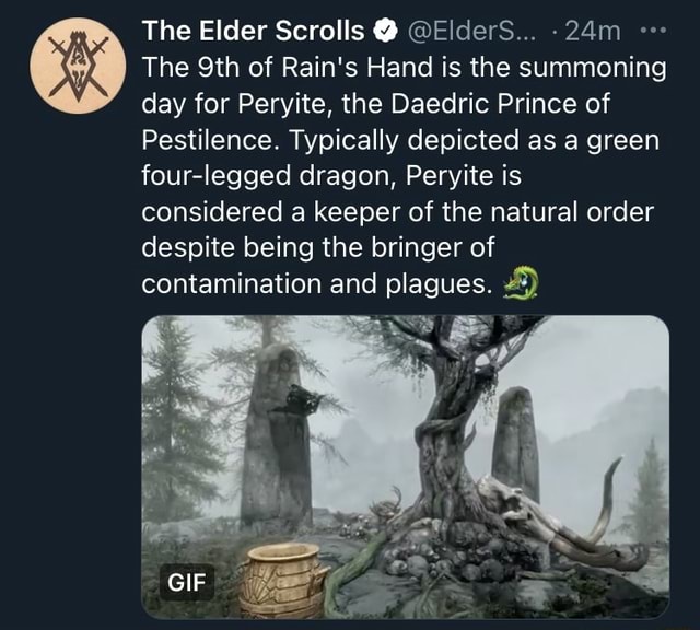 The Elder Scrolls @ @ElderS... The of Rain's Hand is the summoning day ...