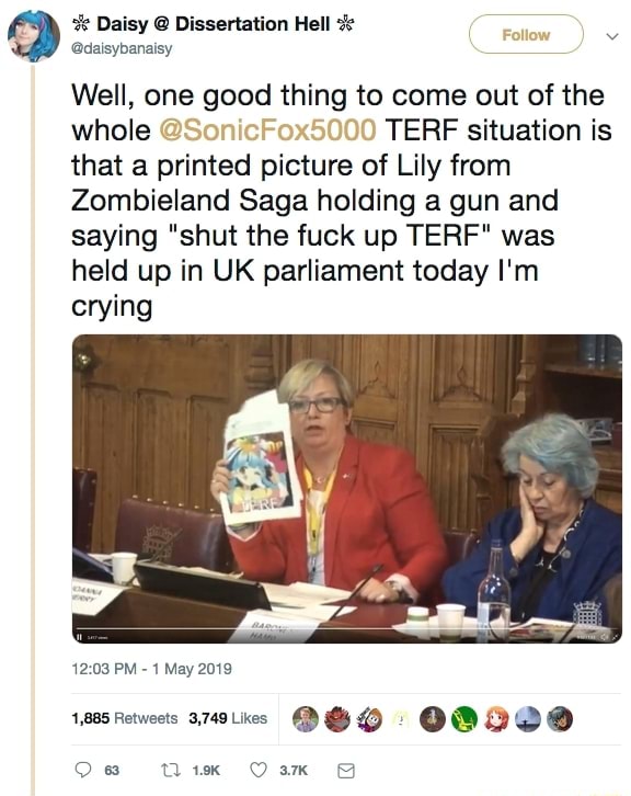 Well, one good thing to come out of the whole , ’ TERF situation is ...