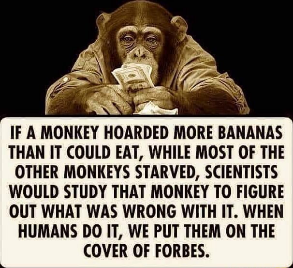 IF A MONKEY HOARDED MORE BANANAS THAN IT COULD EAT, WHILE MOST OF THE ...