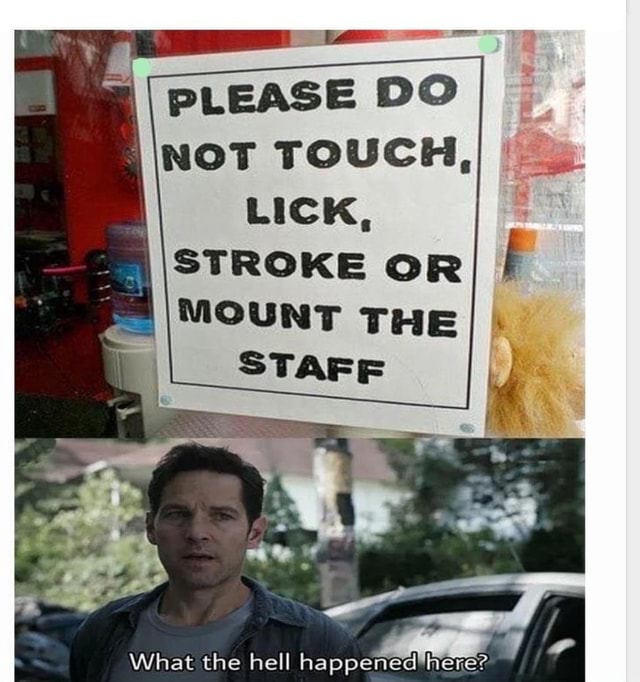 PLEASE DO NOT TOUCH, LICK, MOUNT THE STAFF What the hell happened ...