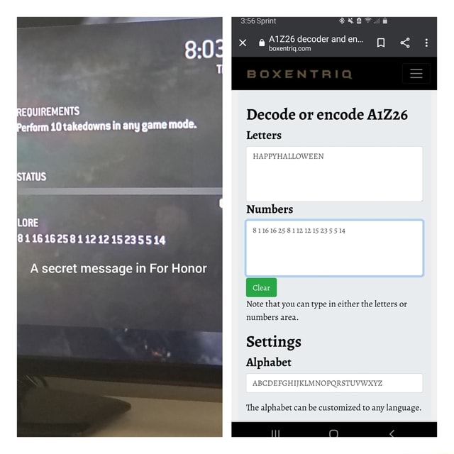 Sprint A1Z26 decoder and en... BOXENTRIAA REQUIREMENTS Decode or encode ...