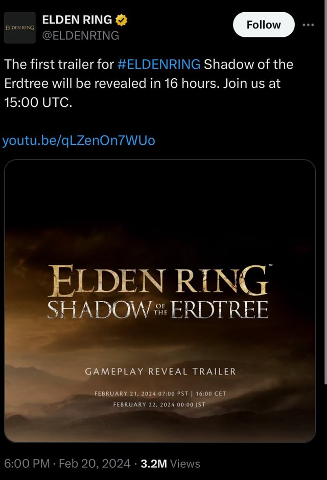 ELDEN RING Follow @ELDENRING The first trailer for FELDENRING Shadow of ...
