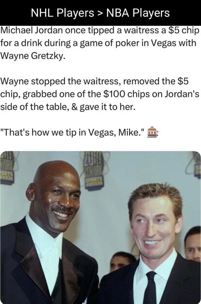 Nhl Players Nba Players Michael Jordan Once Tipped A Waitress A 5 Ch For A Drink During A Game