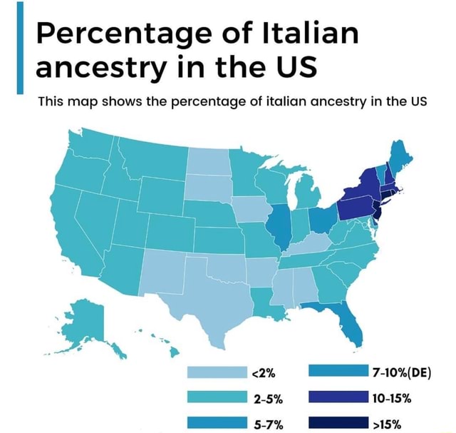 Percentage of Italian ancestry in the US This map shows the percentage ...