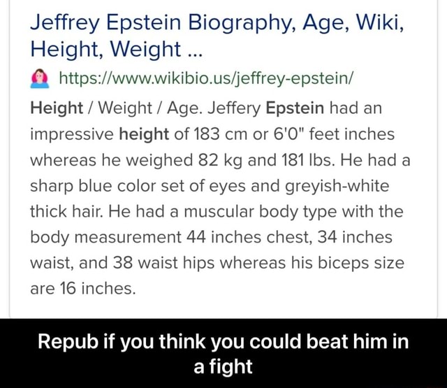 Jeffrey Epstein Biography, Age, Wiki, Height, Weight Height / Weight ...